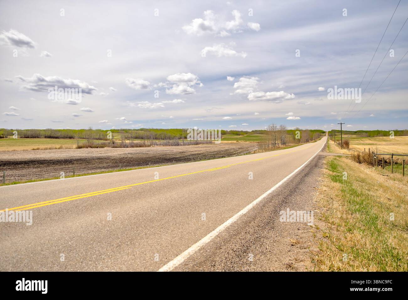 Highways in the Alberta countryside around Pine Lake and Red Deer Stock ...