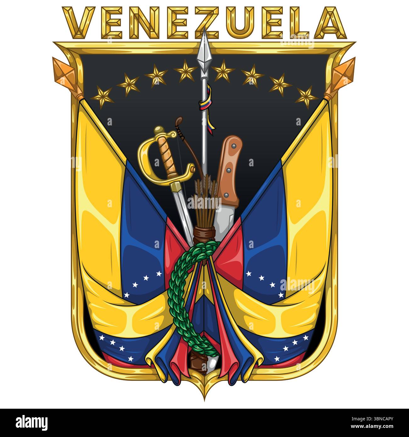 Flag of Venezuela with independence weapons, Venezuela independence ...