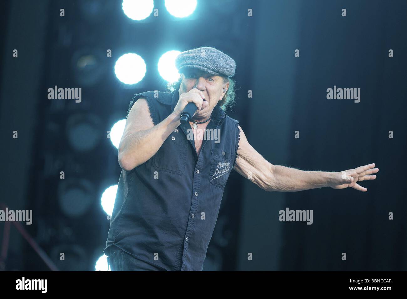 Brian Johnson, lead singer of AC/DC live on Power Up Tour 2025 at the ...
