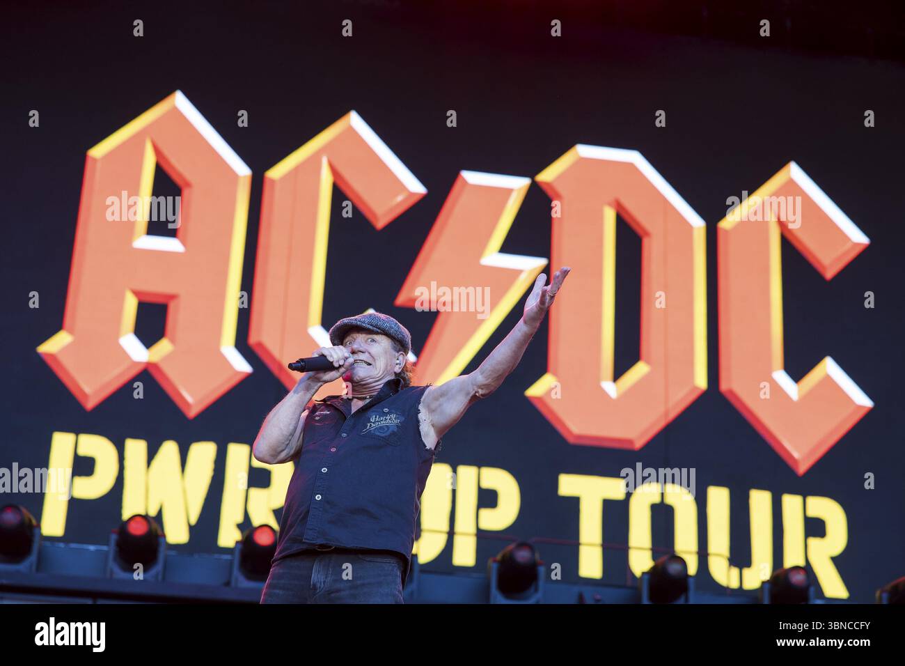 Brian Johnson, lead singer of AC/DC live on Power Up Tour 2025 at the ...