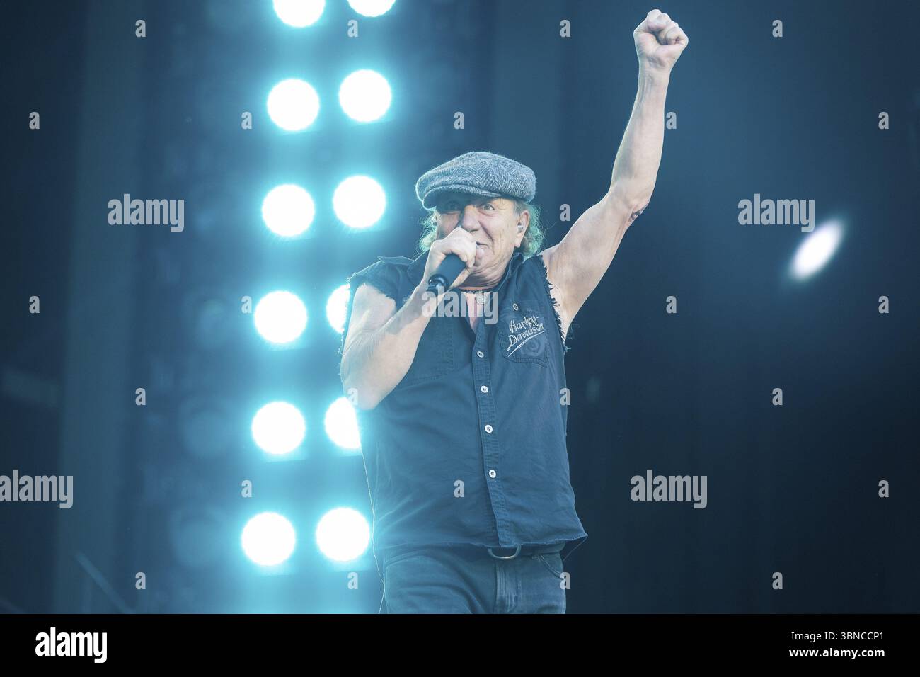 Brian Johnson, lead singer of AC/DC live on Power Up Tour 2025 at the ...