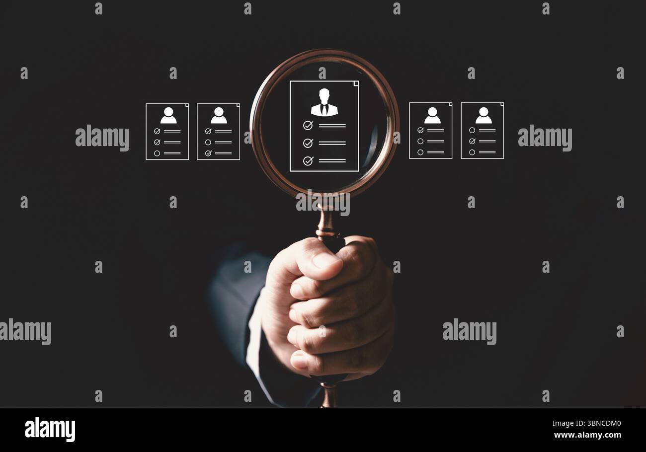 Concept of human resource recruitment visuals of magnifying glass ...