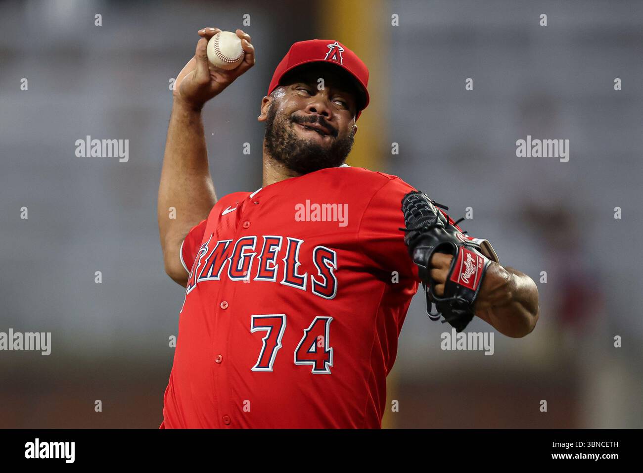 Los Angeles Angels pitcher Kenley Jansen (74) delivers in the ninth ...
