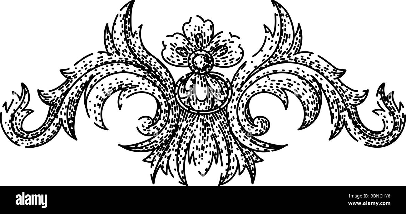 intricate baroque victorian border sketch hand drawn black Stock Vector Image & Art - Alamy
