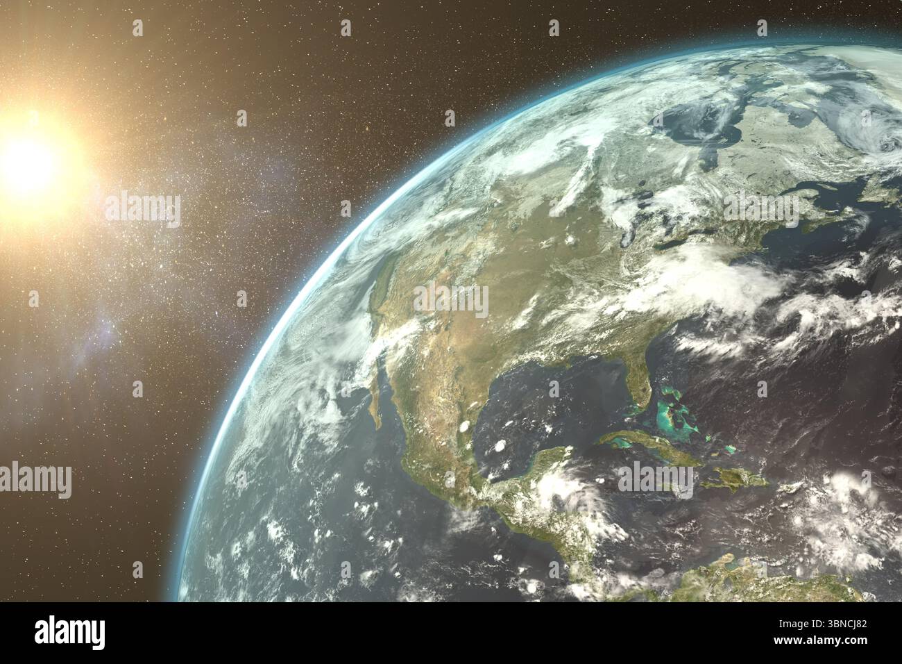 Space view sun rising hi-res stock photography and images - Alamy
