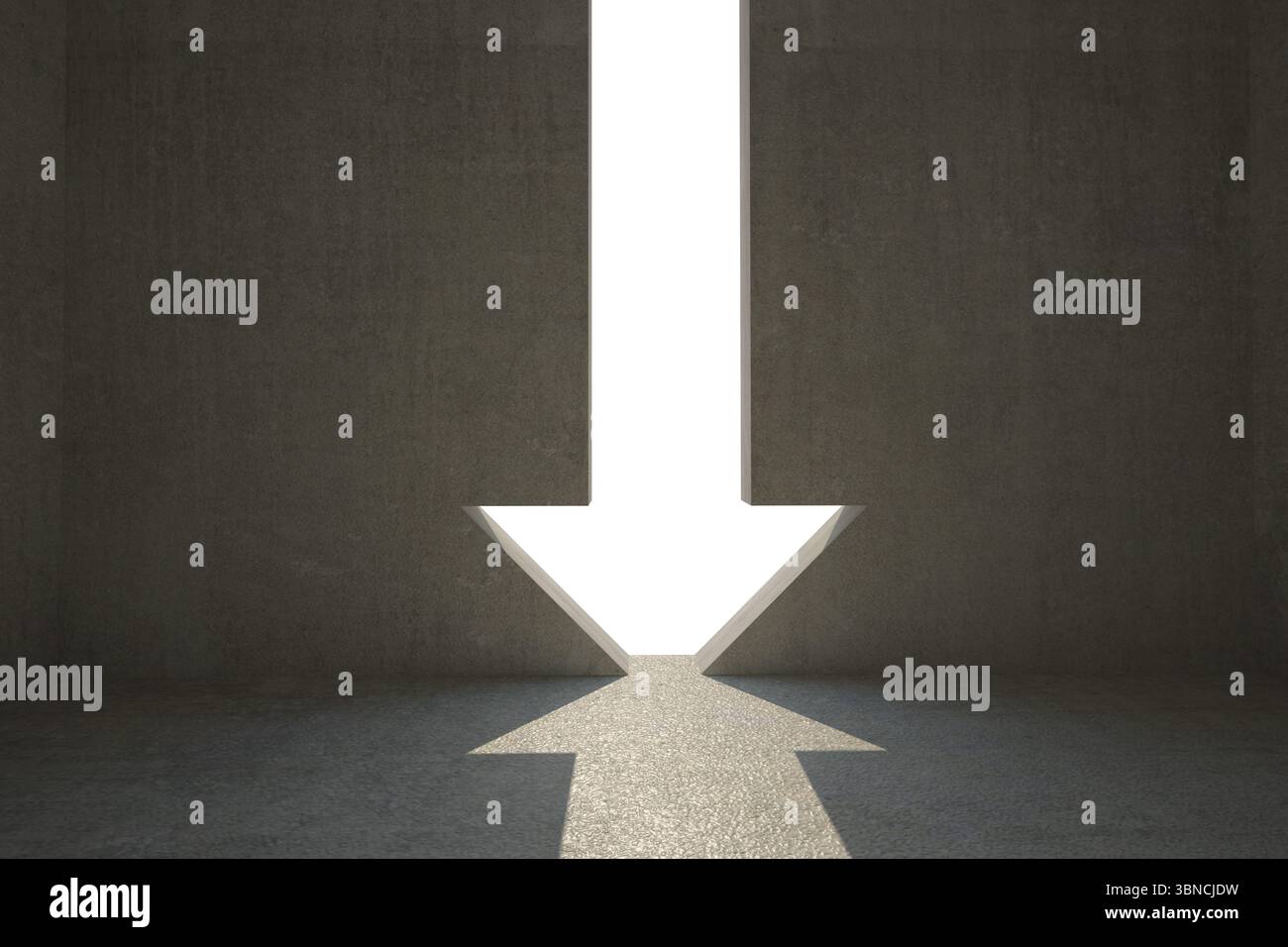 Grey room with arrow door Stock Photo - Alamy