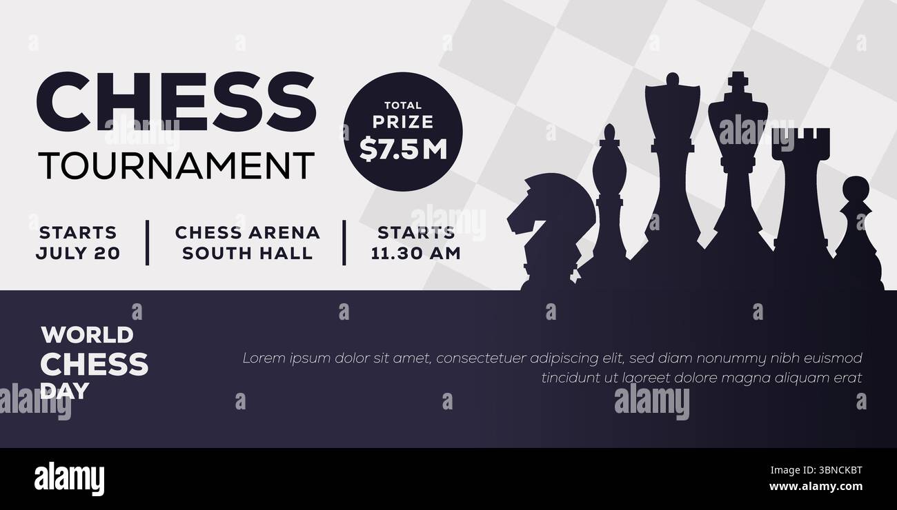 chess tournament horizontal banner to celebrate world chess day Stock ...