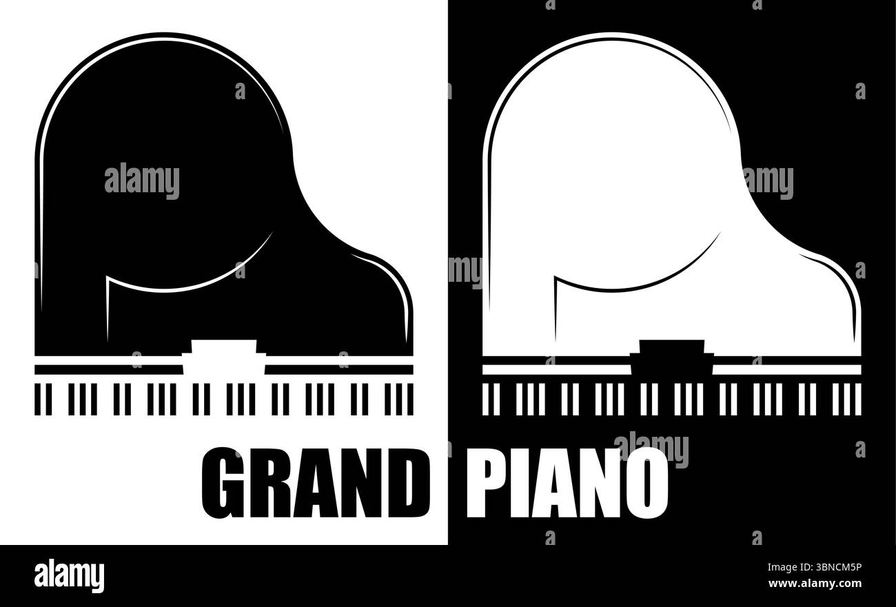 Minimalist emblem logo for piano and fortepiano school. Concert piano ...