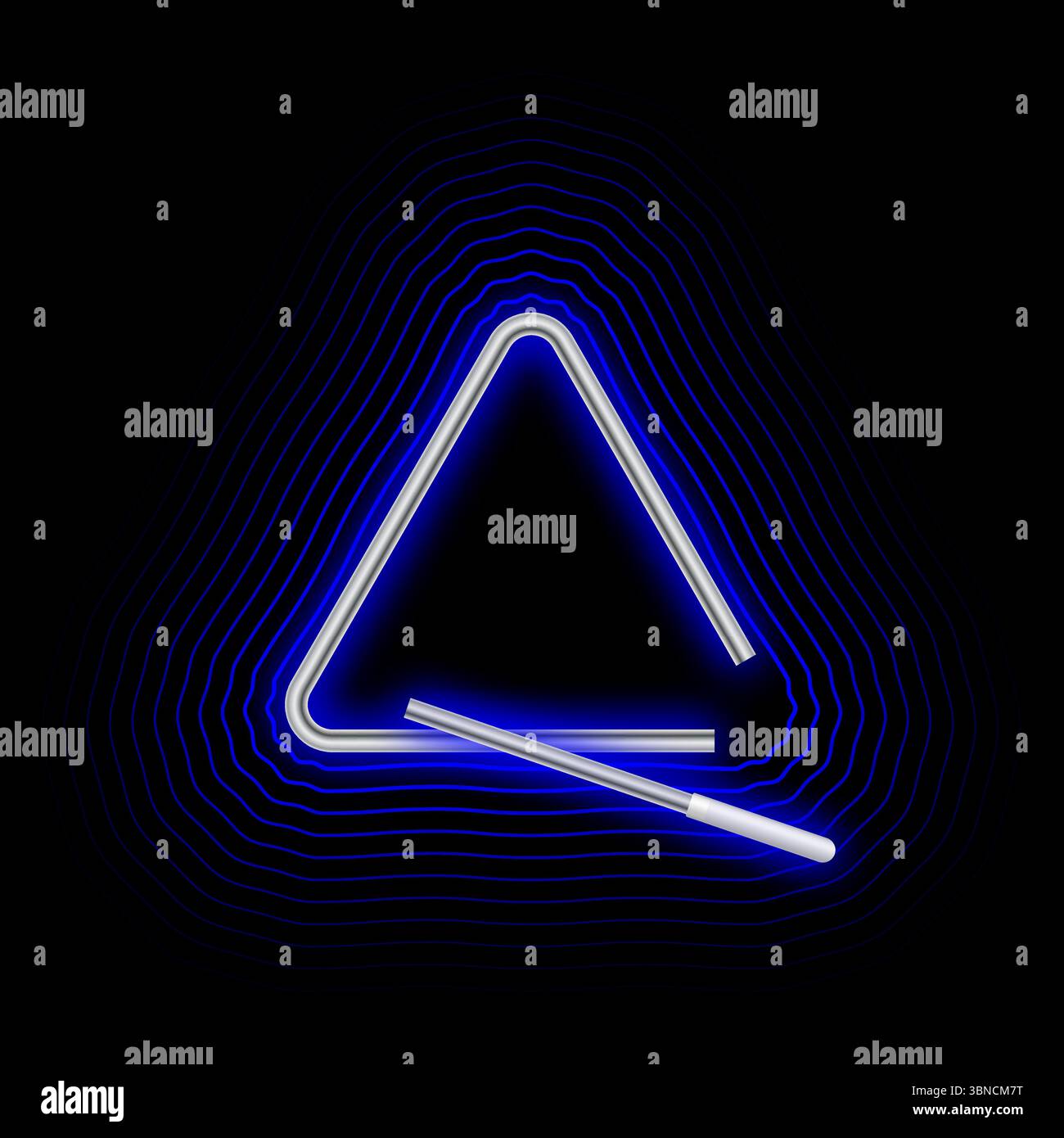 Triangular musical instrument glows in the dark with neon light and ...