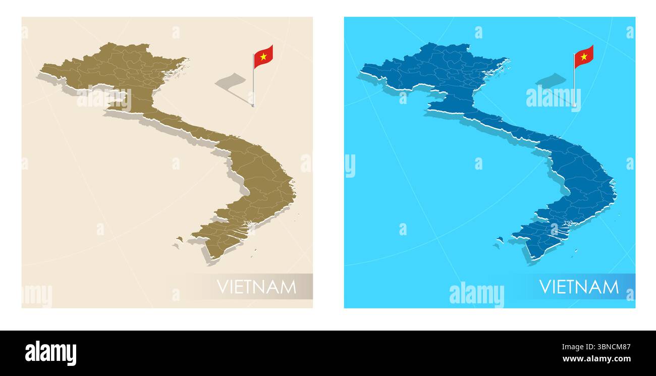 Vietnam country flag installed on geographic positioning map point of ...