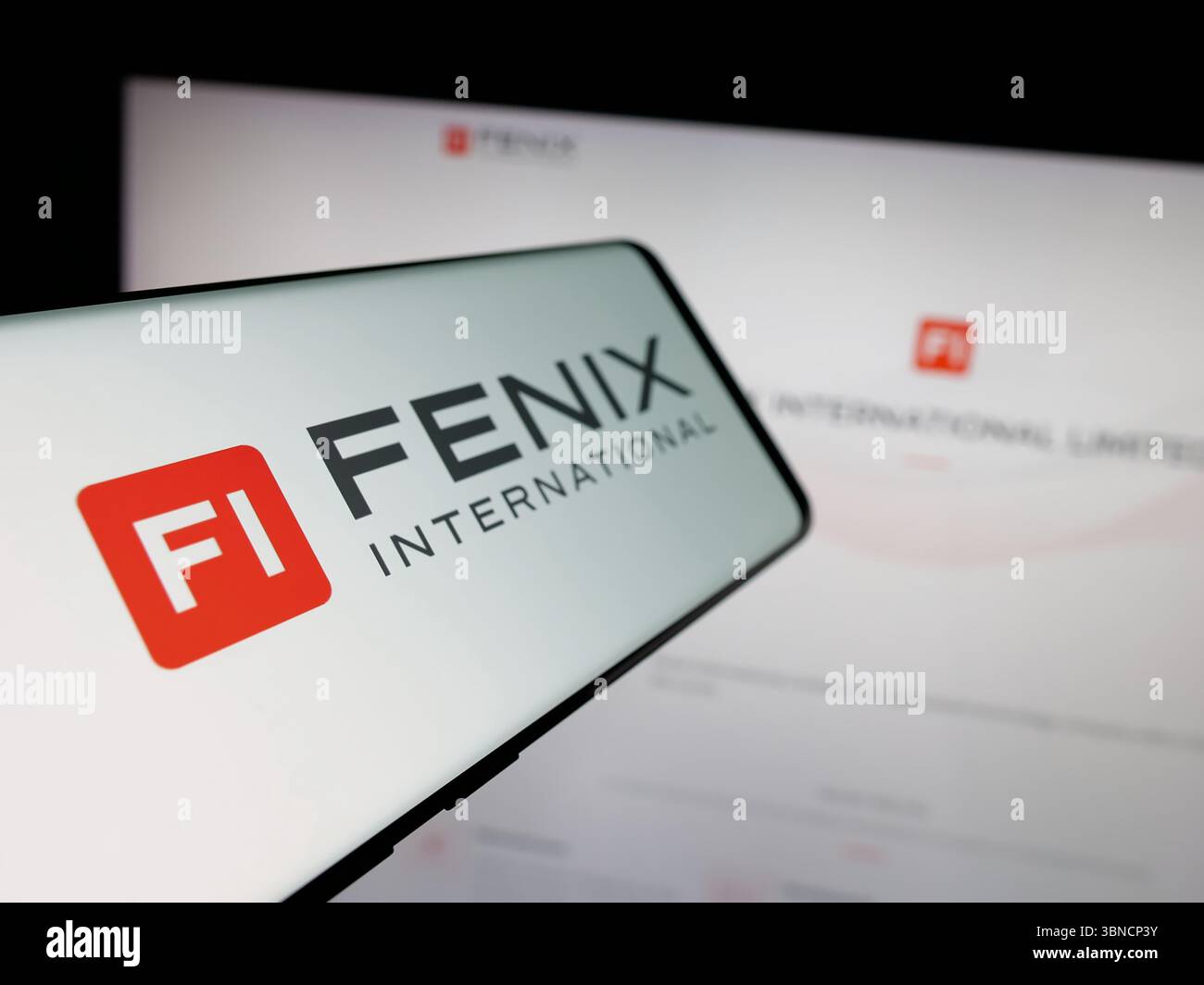 In this photo illustration, a smartphone with the logo of Fenix International Limited (OnlyFans ...