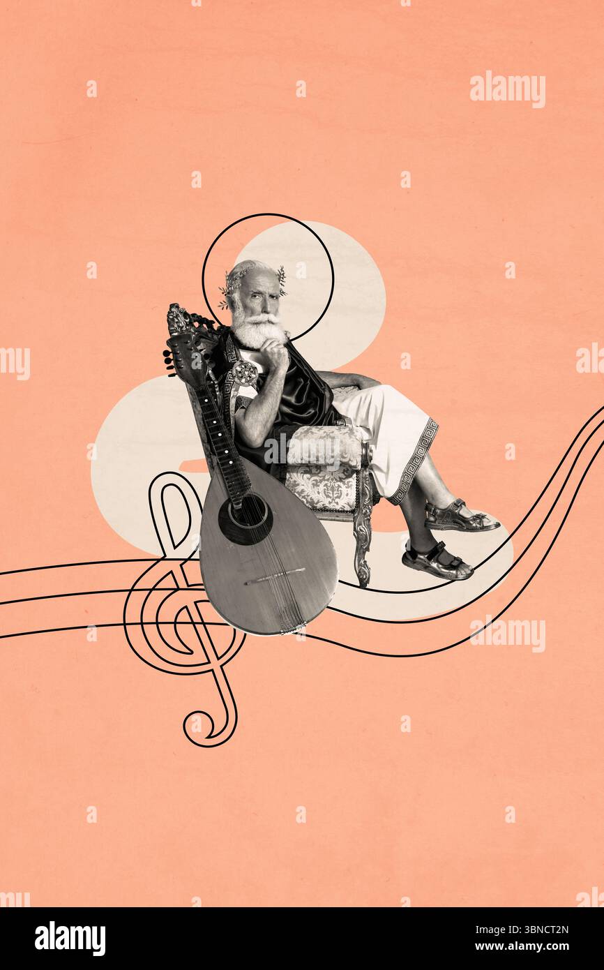 Template sketch image artwork collage of aged man philosopher figure ...