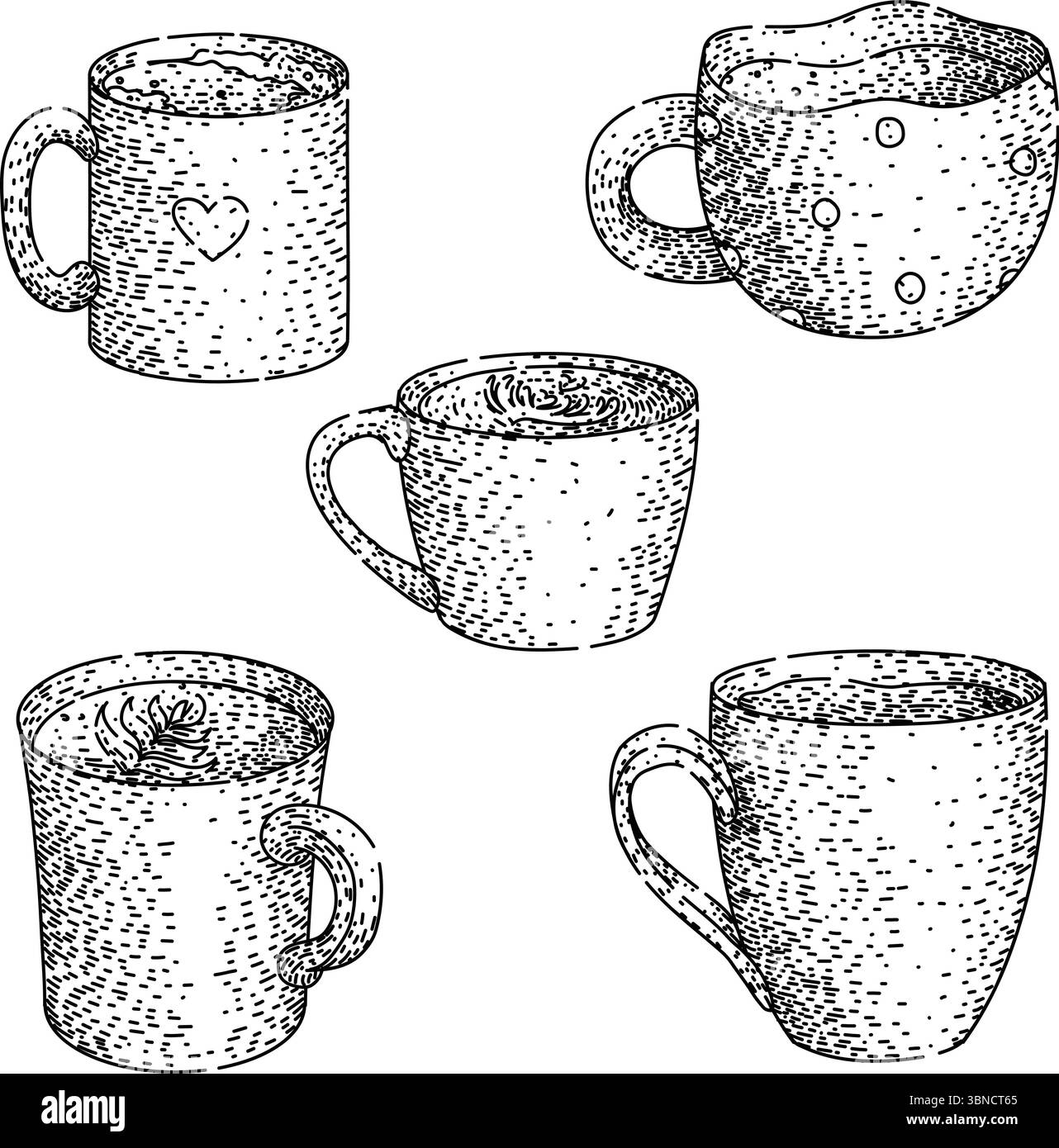 coffee mug set sketch hand drawn vector Stock Vector Image & Art - Alamy