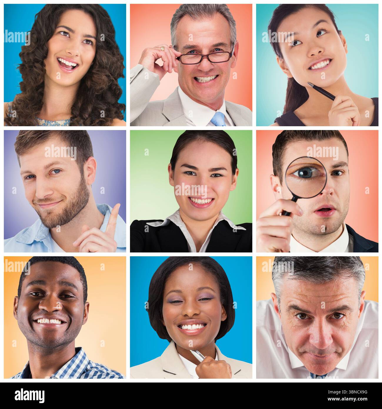 People collage portrait 3x3 Stock Photo - Alamy