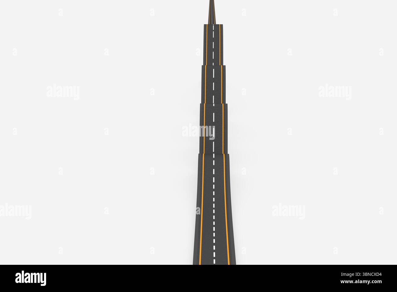 Asphalt road is extending in flat design with dashed white centerline ...