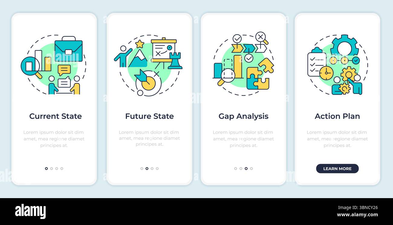 Stages of gap analysis onboarding mobile app screen Stock Vector Image ...