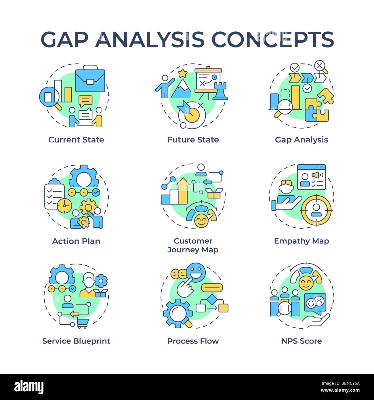 Analysis concept icons signs Cut Out Stock Images & Pictures - Alamy