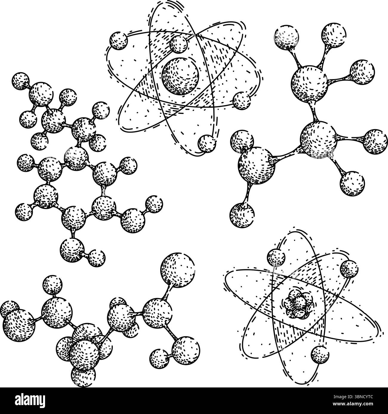 molecule atom set sketch hand drawn vector Stock Vector Image & Art - Alamy