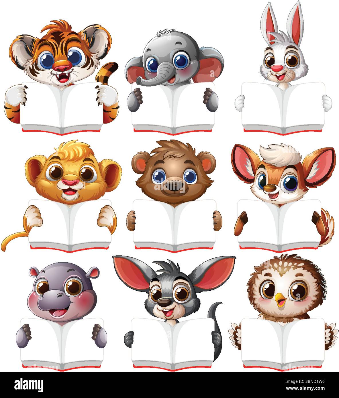 Adorable animals holding books, promoting reading and learning Stock ...