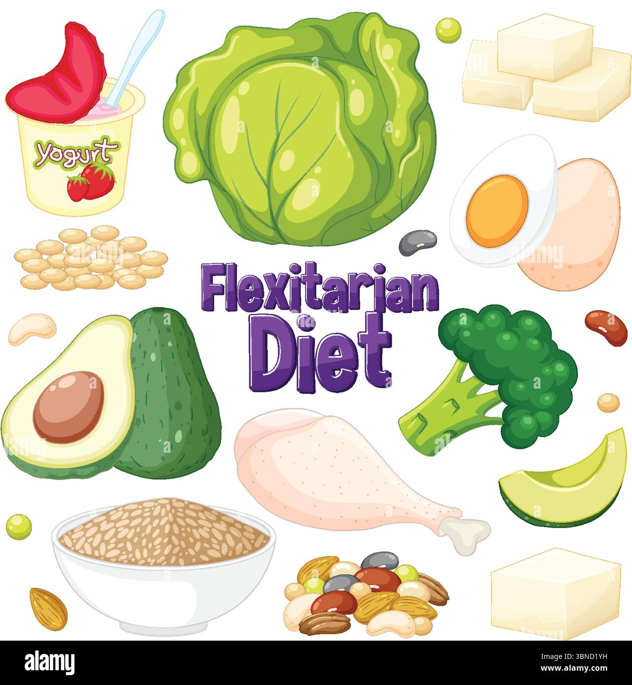 Composition dietary foods Cut Out Stock Images & Pictures - Alamy