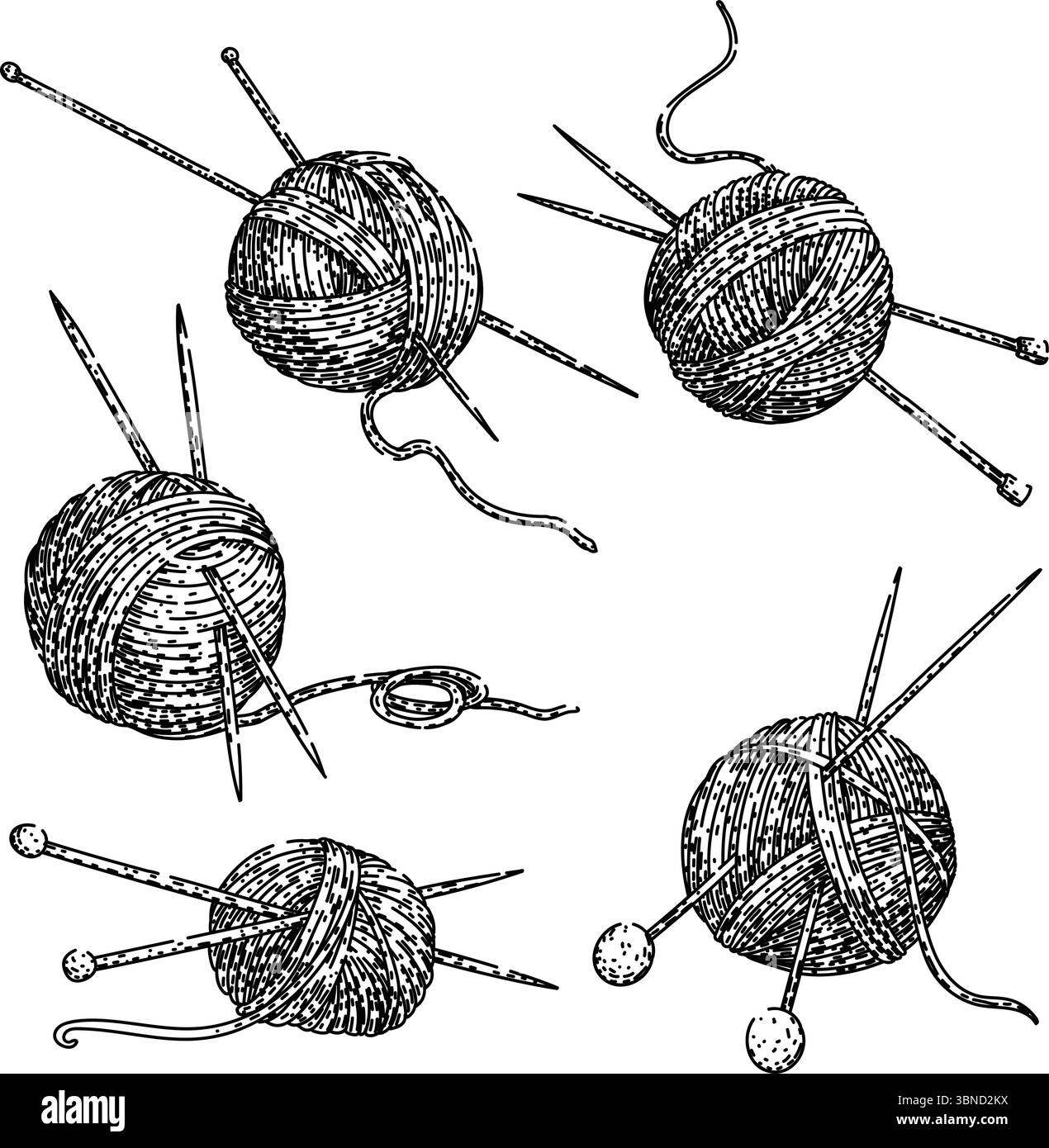 yarn needle knit set sketch hand drawn black Stock Vector Image & Art - Alamy