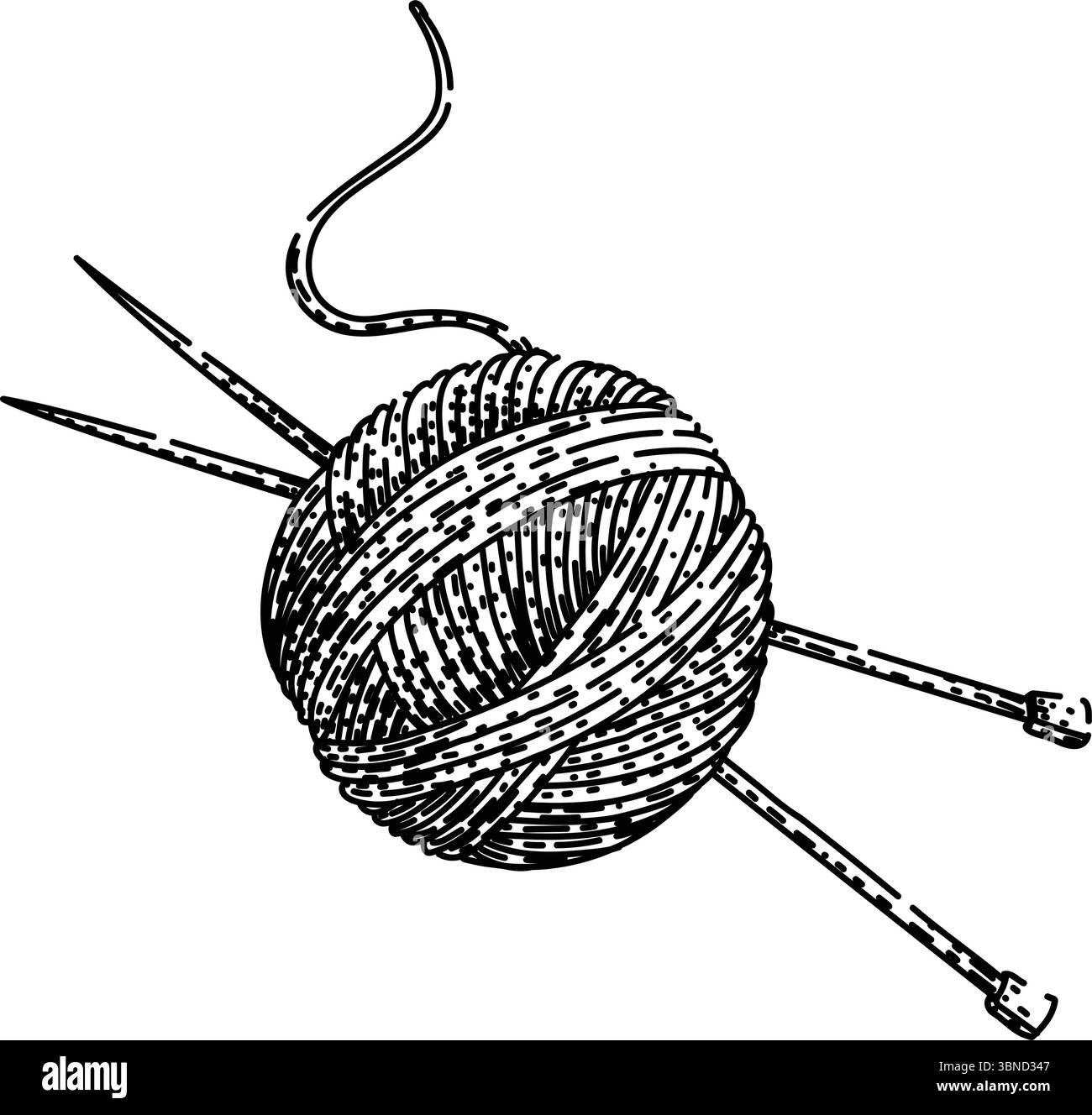 acrylic yarn needle knit sketch hand drawn black Stock Vector Image ...
