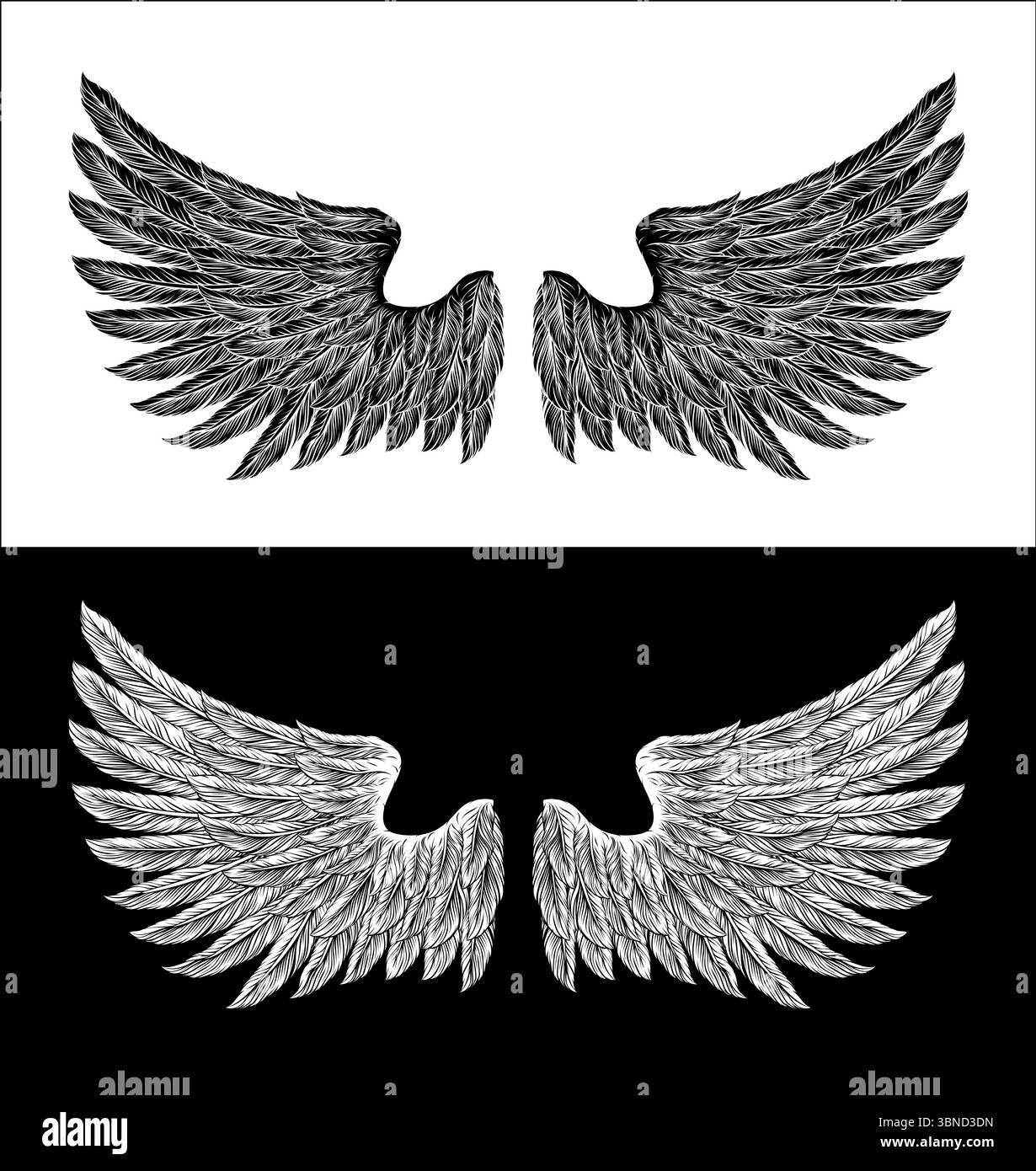 Eagle Angel Wings Tattoo Vintage Woodcut Style Stock Vector Image & Art ...