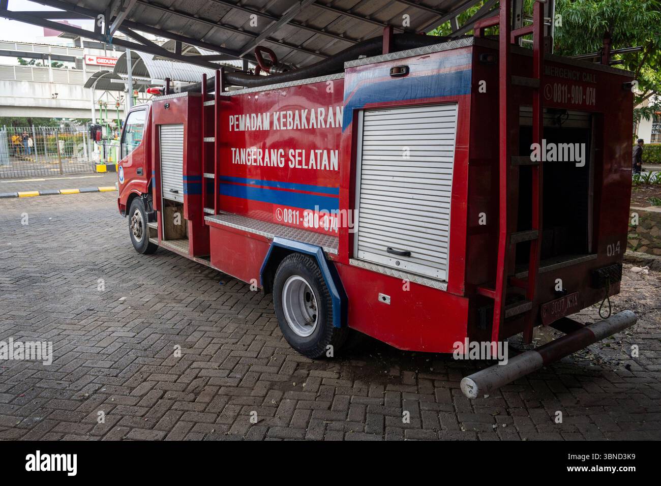Jakarta, Indonesia - Jan 30, 2025: Red fire truck with the words ...