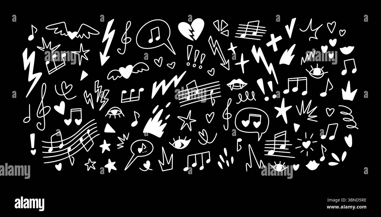 Hand drawn emo grunge doodle background. White crayon scribble on the ...