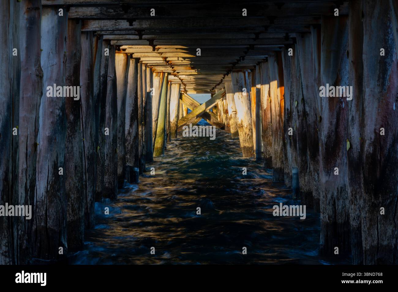 Under the Pier, looking through to the sunlight. Point Lonsdale ...