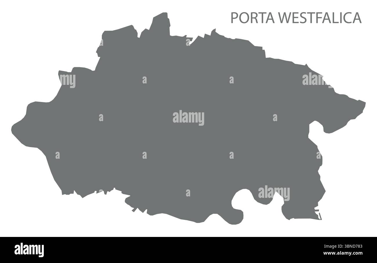 Porta Westfalica city map with boroughs grey illustration silhouette ...