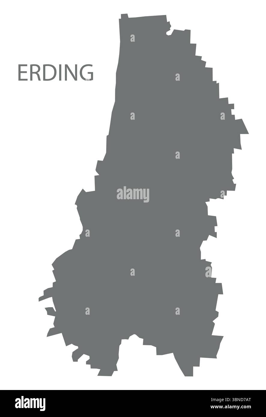 Erding city map with boroughs grey illustration silhouette shape Stock ...