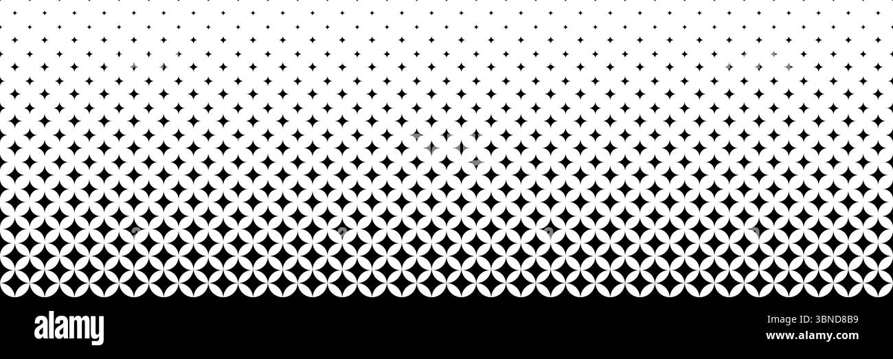 horizontal black halftone of glowing star design for pattern and ...