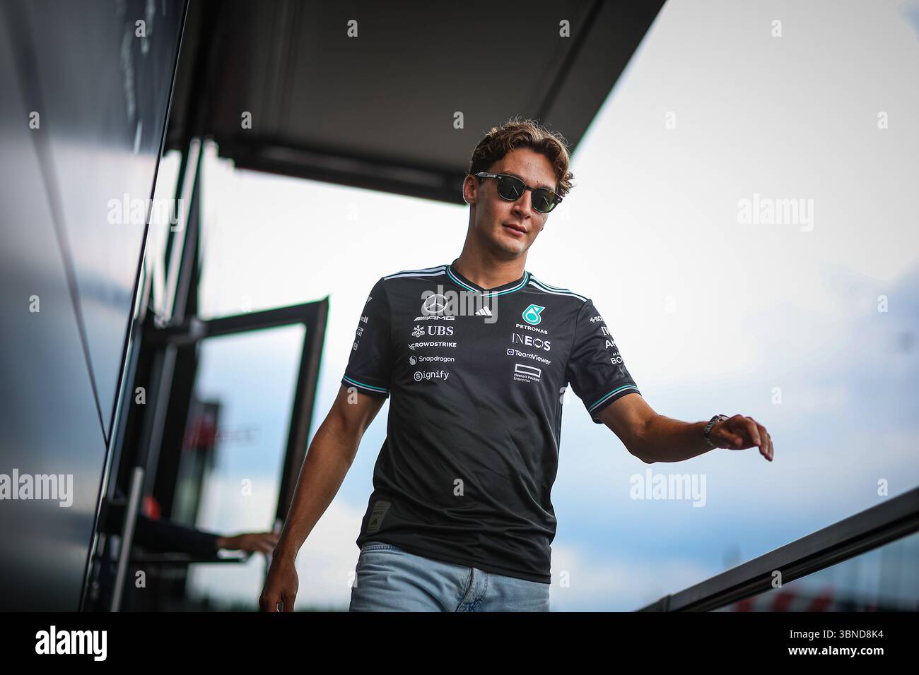 63 George Russell, (GRB) AMG Mercedes Ineos W16, during the Austrian GP ...