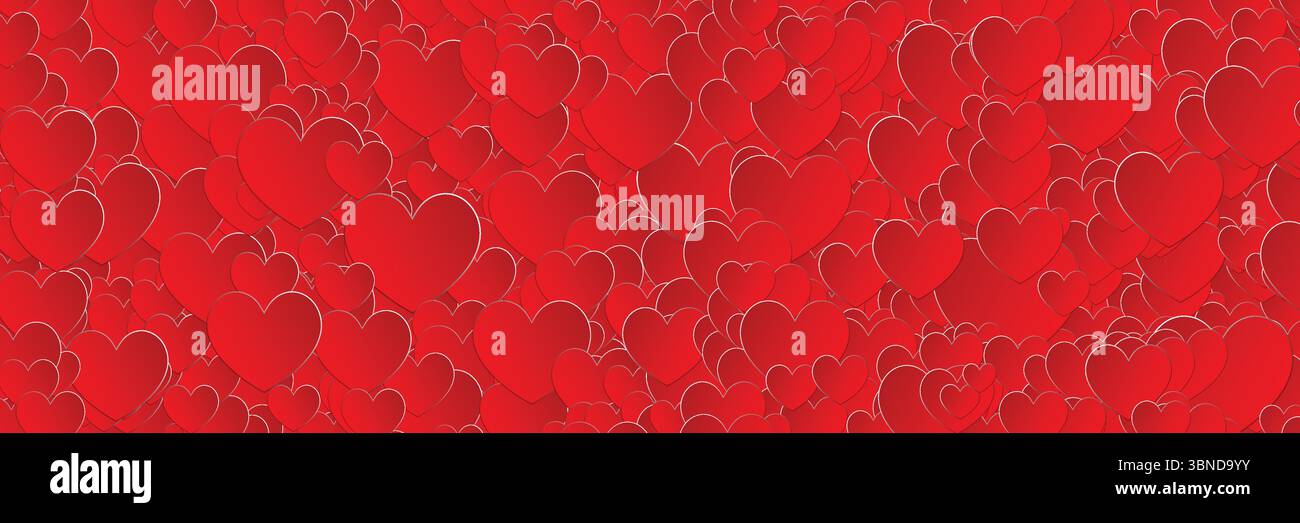 horizontal red hearts background for valentine and design Stock Vector ...