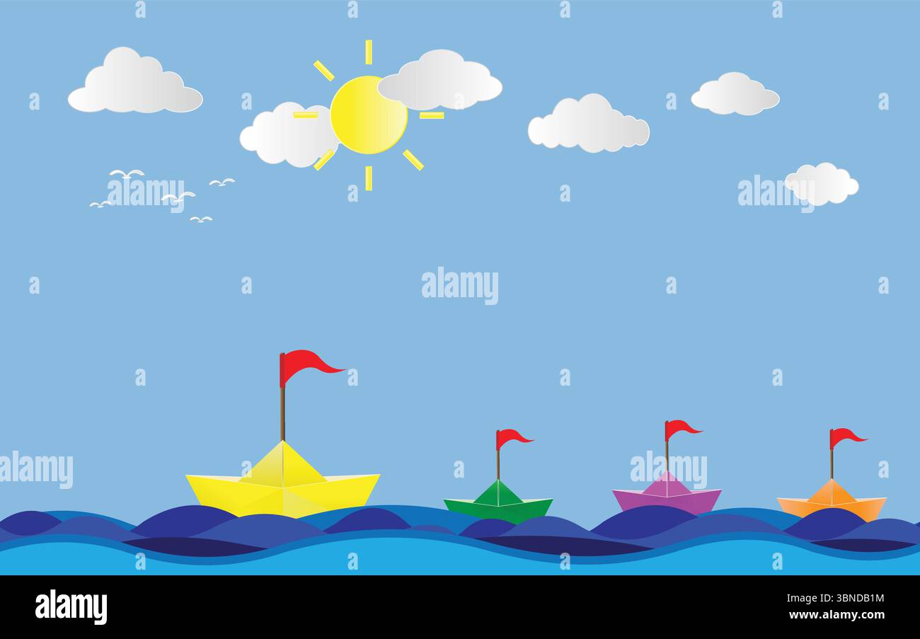 big yellow boat leadership,business leadership concept Stock Vector ...