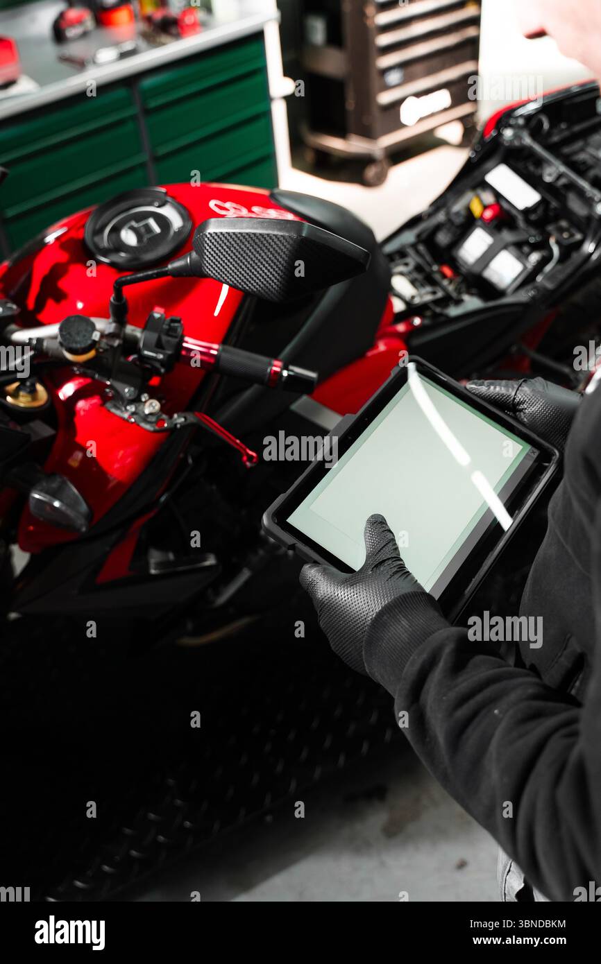 Motorcycle system diagnostic, scanning for faults across engine ...