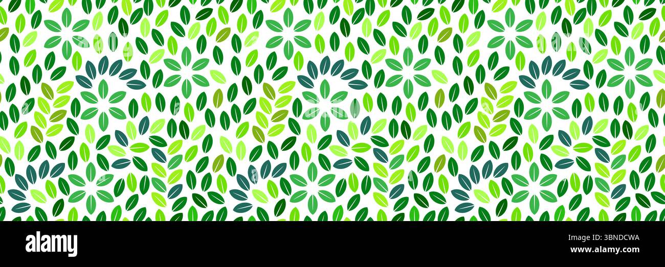 horizontal green leaves seamless design for pattern and background ...