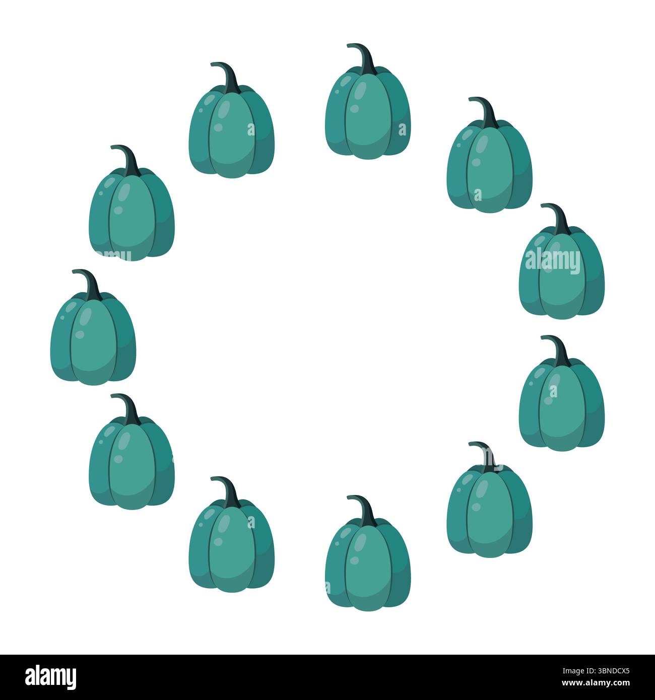 Pumpkin circle frame. Cozy autumn pumpkins. Vector flat illustration ...