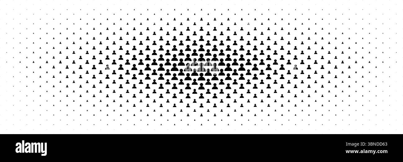 horizontal halftone from center of black people icon design for pattern ...