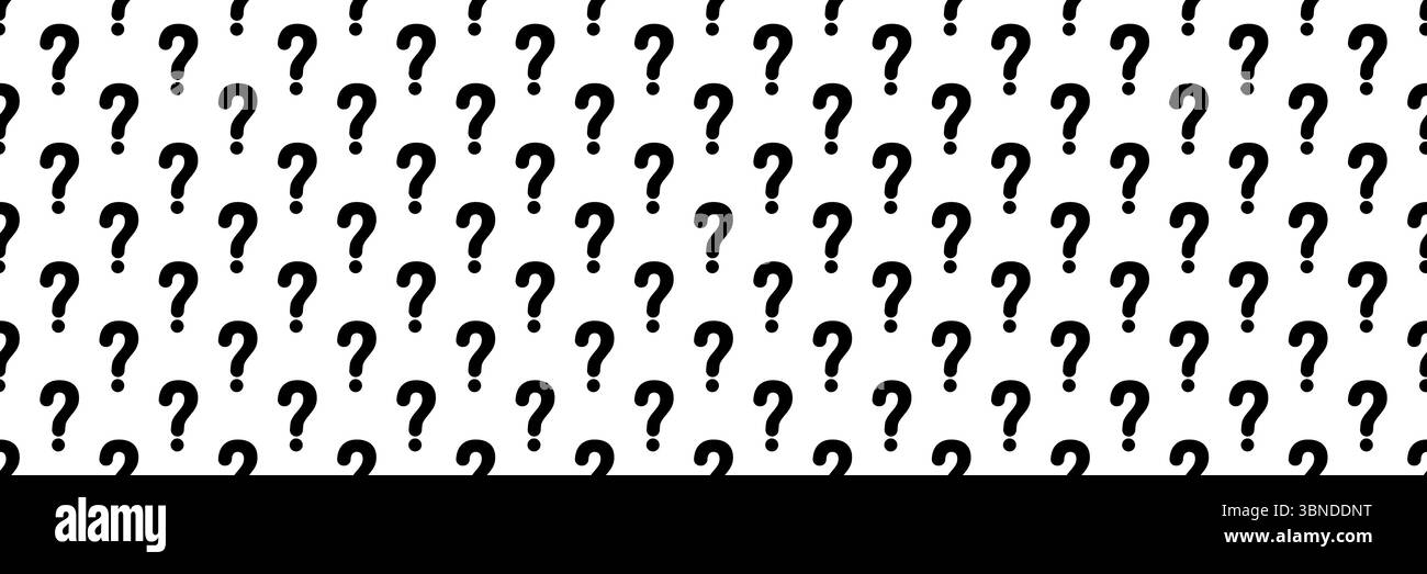horizontal seamless black question mark sign on white for pattern and ...