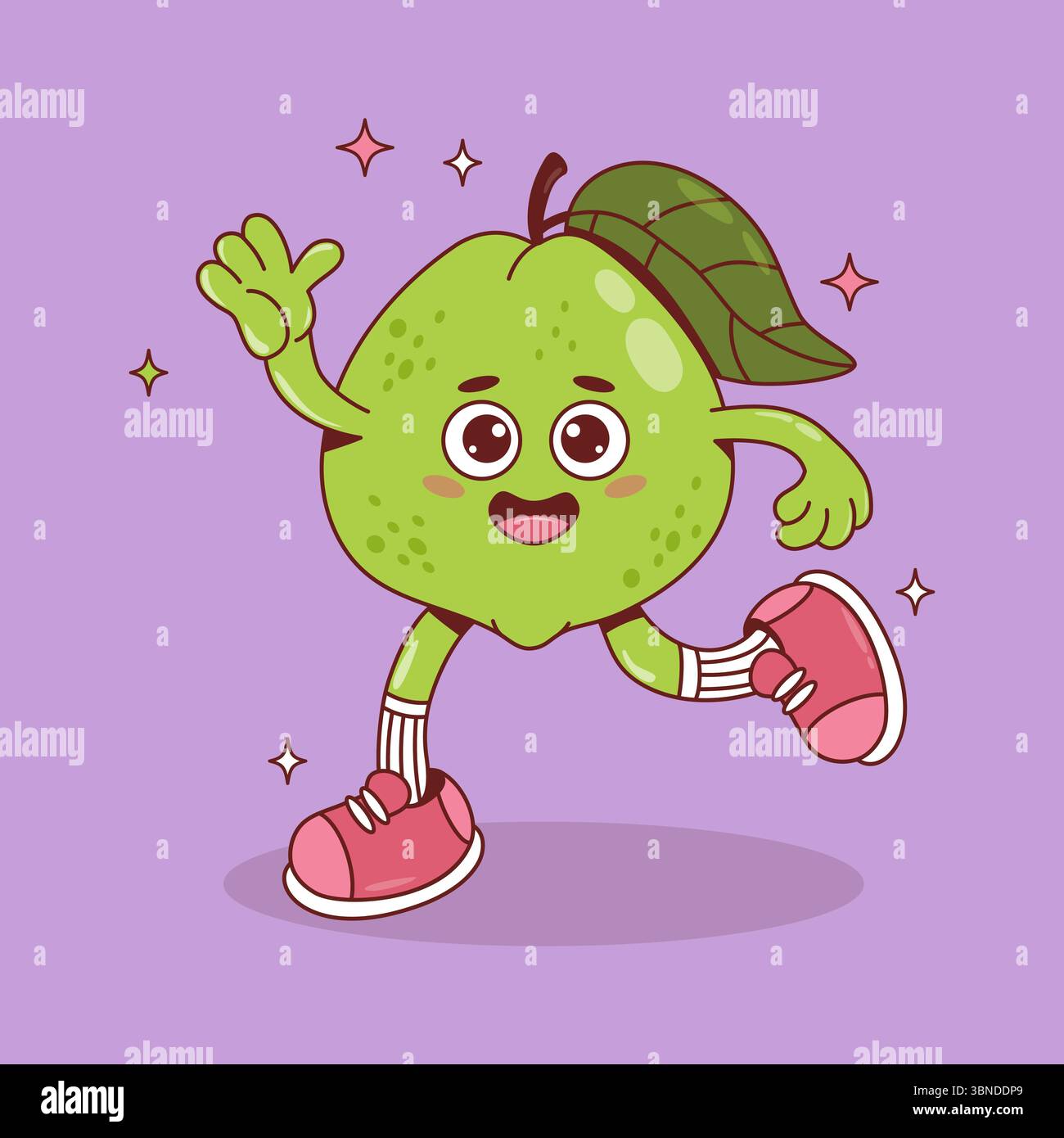 Cute Pink Guava Fruit Groovy Character. Cool Funny tropical retro ...