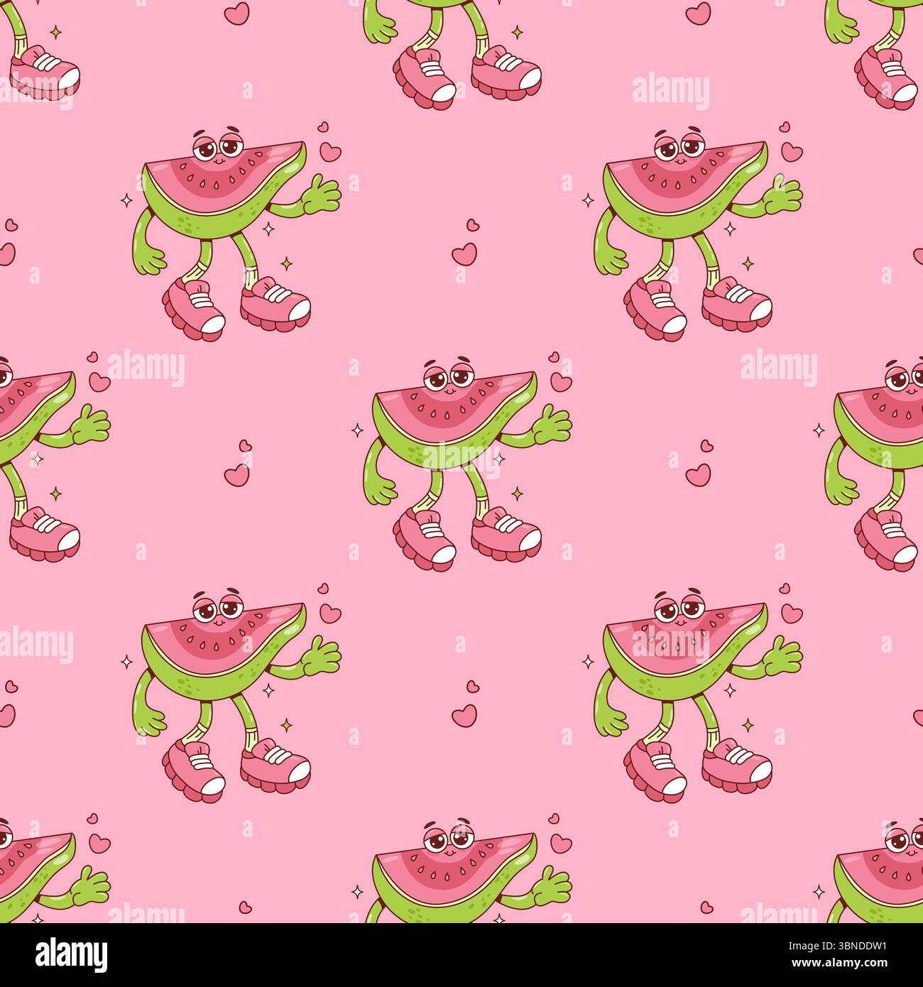 Seamless Pattern Cute Guava Groovy Character on Pink Background with ...