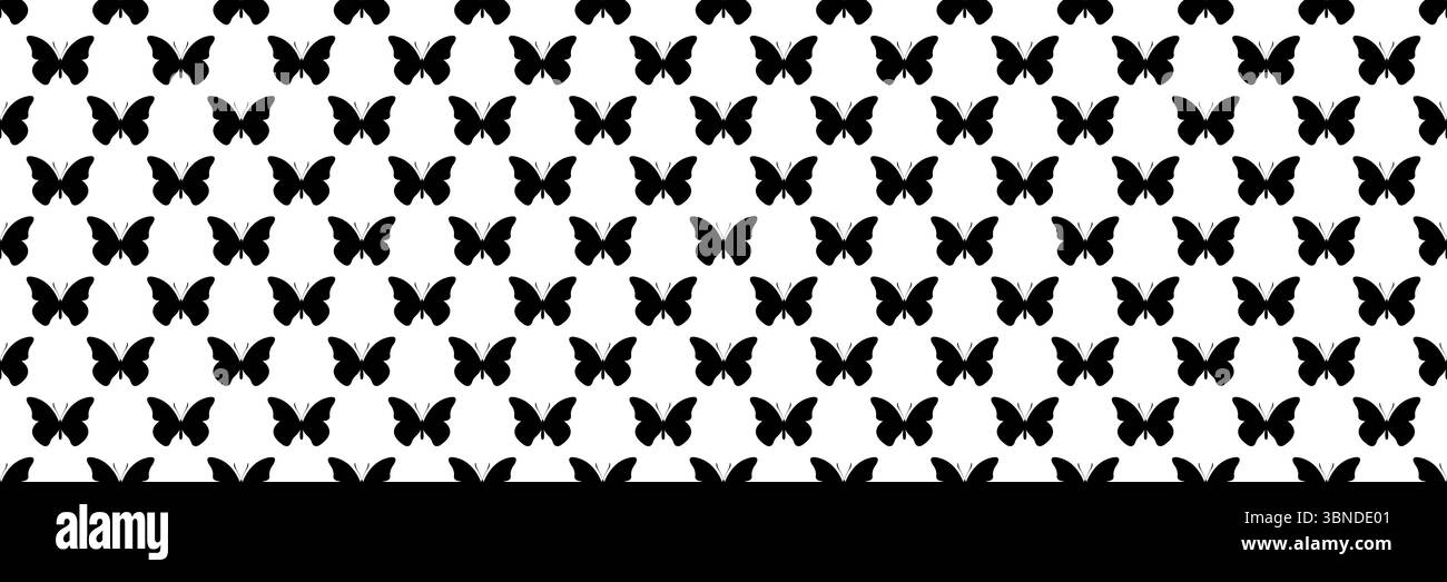 horizontal seamless of black butterfly design for pattern and ...