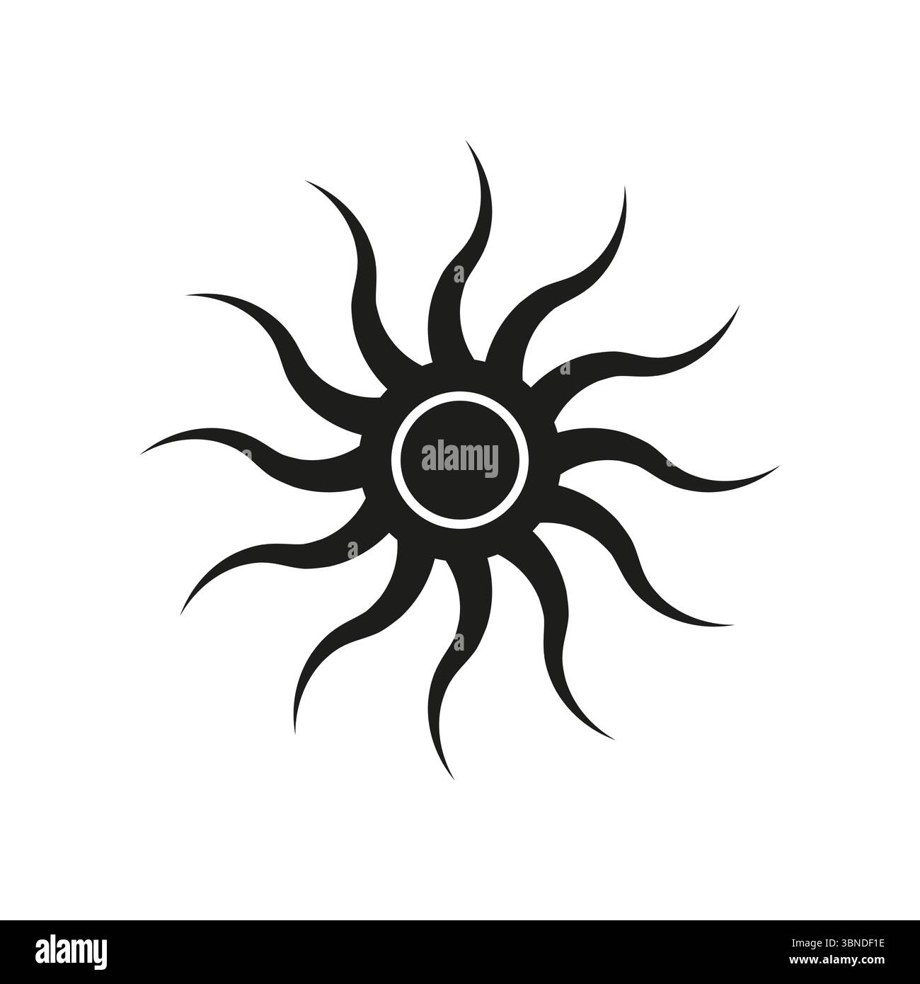 Abstract sun icon. Tribal star symbol. Radial spike shape. Vector ...