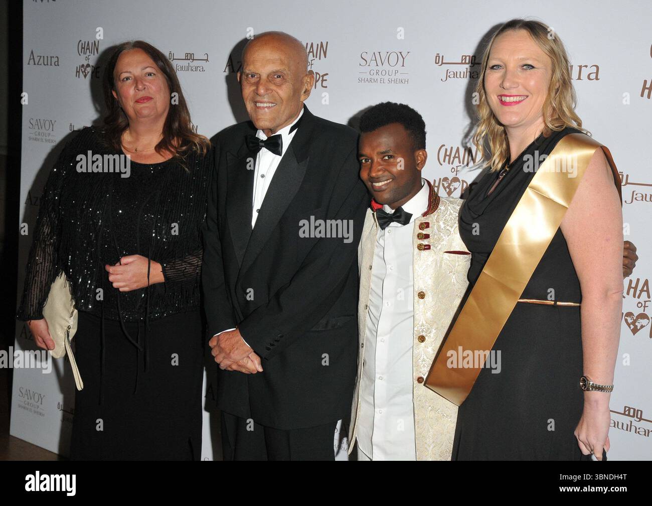 Professor Sir Magdi Yacoub (2nd left) and guests at The Chain of Hope ...