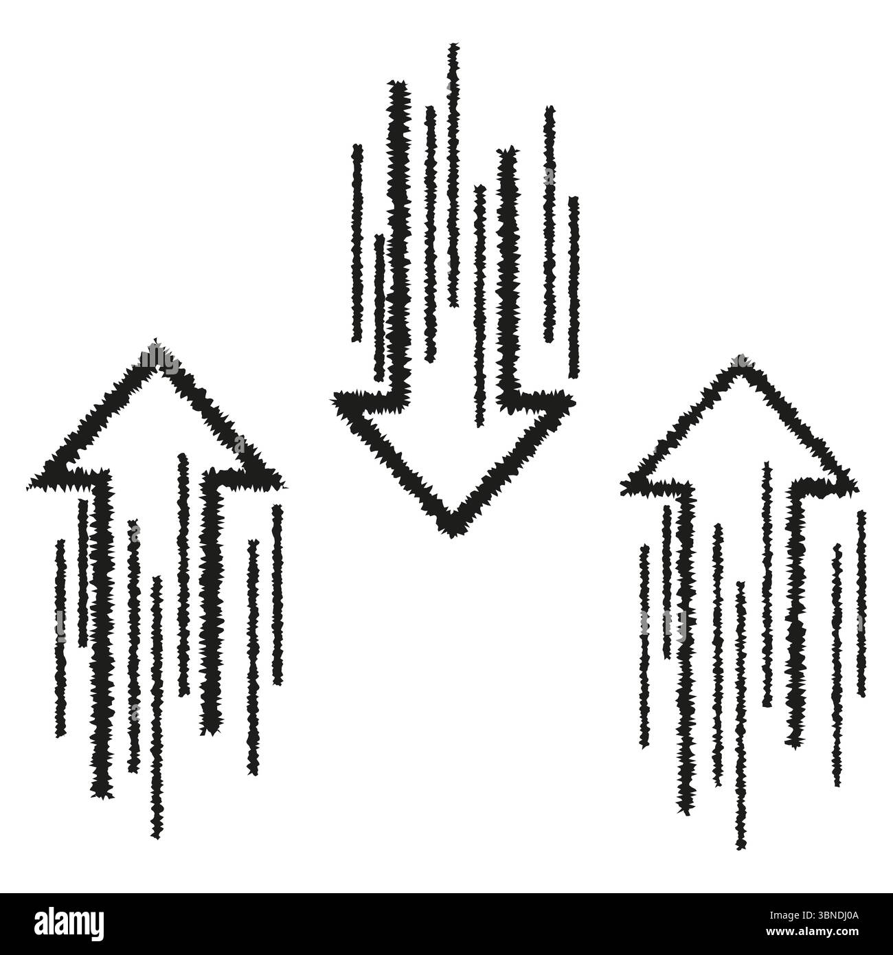 Vertical arrow trio. Up down set. Split motion Vector. Bold flow graphic Stock Vector Image ...