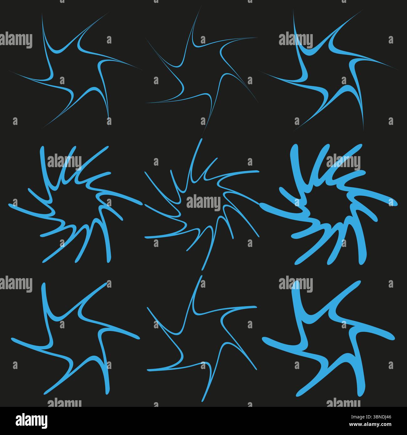 Symmetrical starburst composition. Neon blue luminescence. Uniform ...