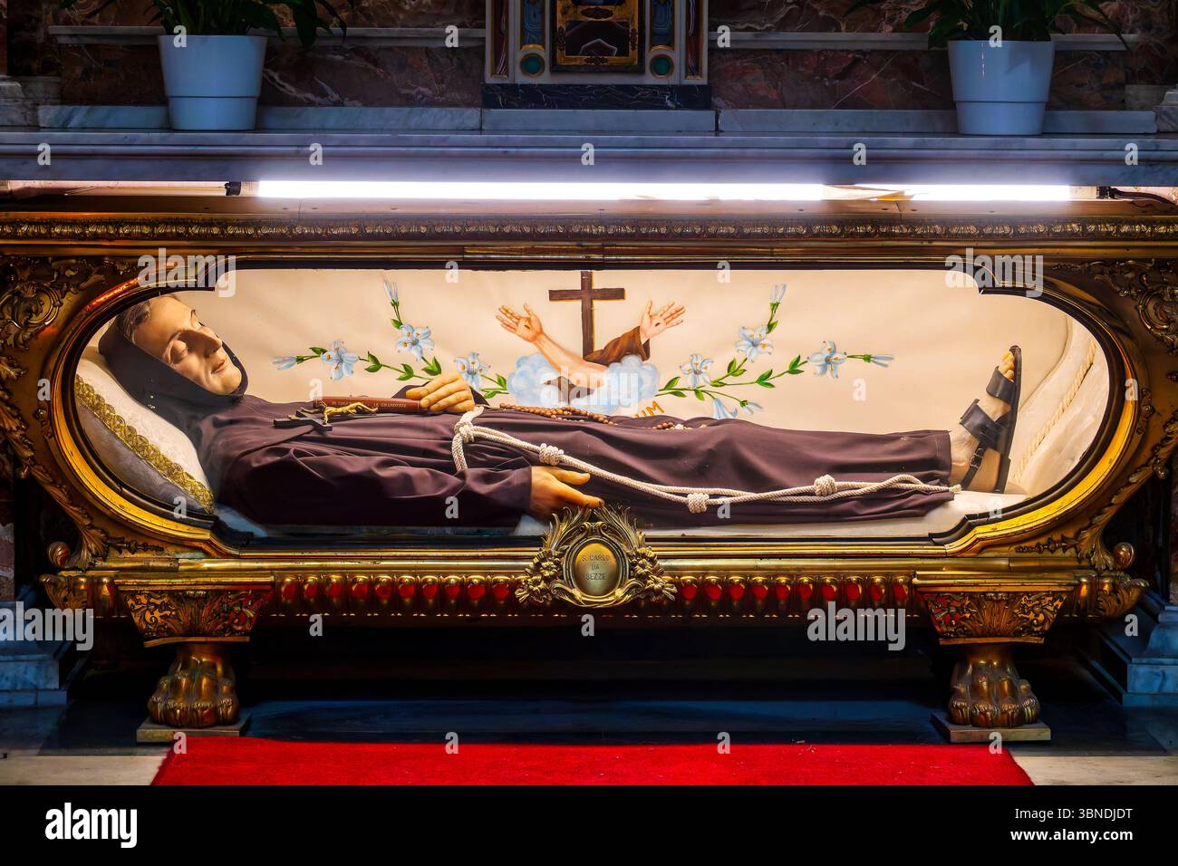 Glass shrine with the relics of San Carlo da Sezze in his chapel at San ...
