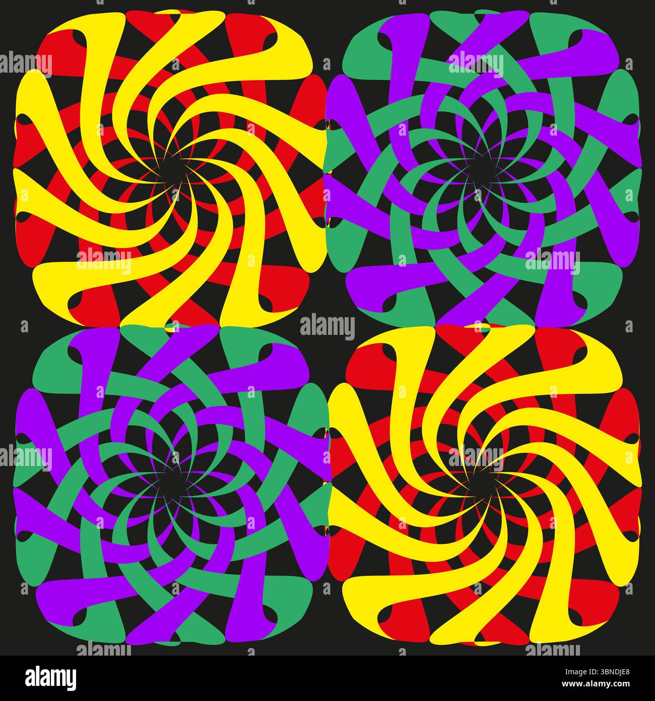 Kaleidoscopic whirlpool ornament. Psychedelic spiral symbol. Iridescent ...